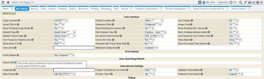 My Settings Help Bubble - Features - Enterprise Health User Community
